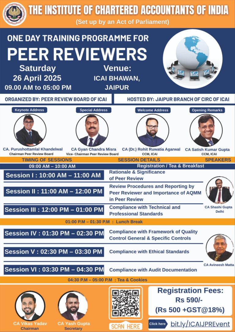 6 CPE Hrs. One Day Training Programme for Peer Reviewers on 26 April ...
