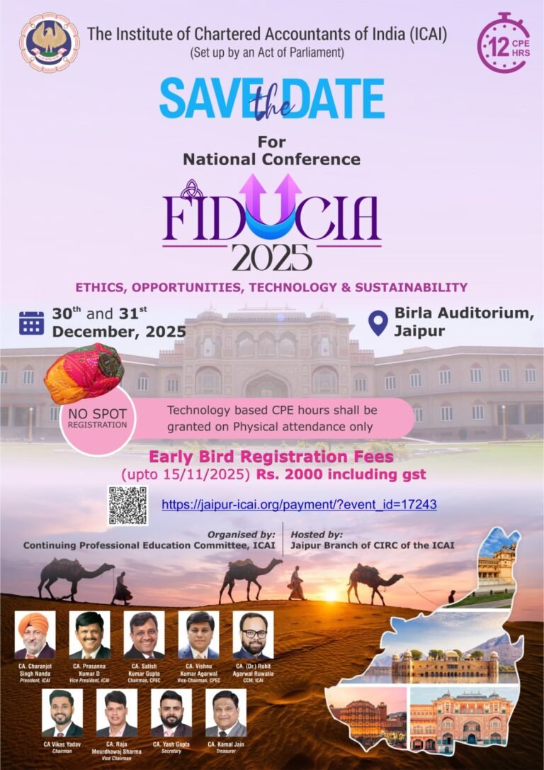 Upcoming Events for Members – ICAI-Jaipur